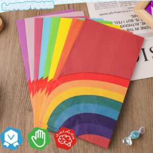 LovesTown 36PCS Rainbow Party Favor Paper Bags, 8 Color Rainbow Goody Bag Small Treat Gift Bags for Candy Food Kids Birthday Baby Showers Weddings Party Supplies