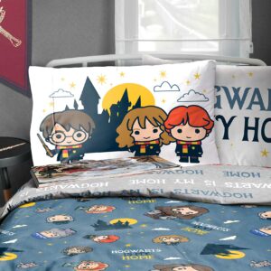 Jay Franco Hogwarts is My Home 4 Piece Twin Bed Set (Offical Harry Potter Product), Blue