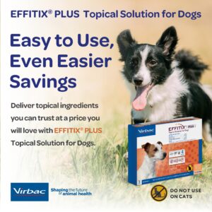 Effitix Plus Topical Solution for Dogs - Flea and Tick for Small Dogs (11-22.9lbs), 3 Doses, Waterproof Topical Prevention (by Virbac)