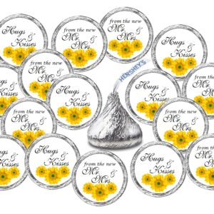 324 Sunflower Hugs and Kisses from The New Mr. & Mrs. Kisses Wedding Stickers, Floral Chocolate Drops Labels Stickers for Weddings, Bridal Shower Engagement Party, Party Favors for Kisses