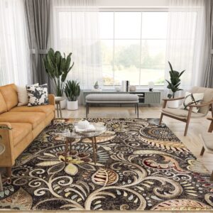 brown large 7x10 area rug 7x10 - indoor area rugs for living room - dining room rug - bedroom rug - kitchen rug - entryway rug contemporary carpet - alfombras para salas modernas grandes