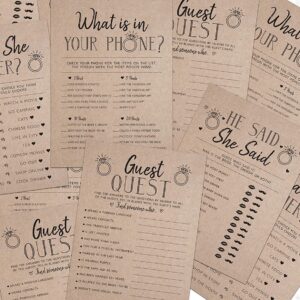 Your Main Event Prints Bridal Shower Games, Fun Activities, Kraft Minimalist Style - Guest Quest, He Said She Said, What's in Your Phone and Would She Rather