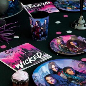 Unique Disney Descendants 3 Party Bundle, Dinner & Dessert Plates, Luncheon Napkins, Table Cover, Great for Fantasy Themed Celebrations, Birthday Bash, Halloween Parties