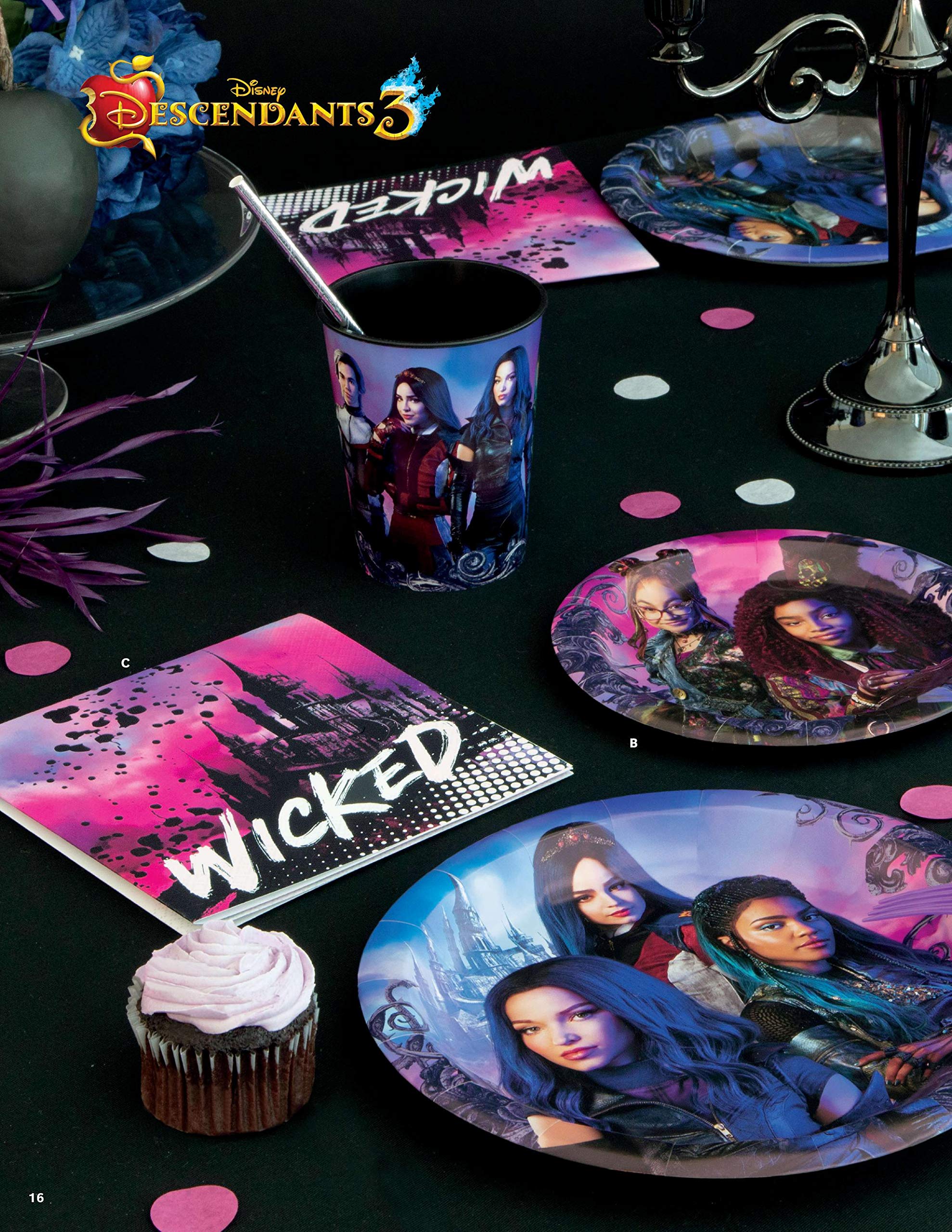 Unique Disney Descendants 3 Party Bundle, Dinner & Dessert Plates, Luncheon Napkins, Table Cover, Great for Fantasy Themed Celebrations, Birthday Bash, Halloween Parties