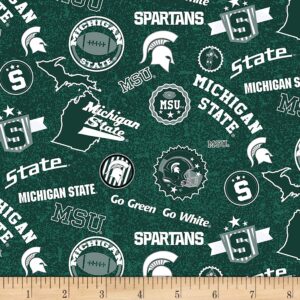 ncaa michigan state spartans home state green/white/gray, fabric by the yard