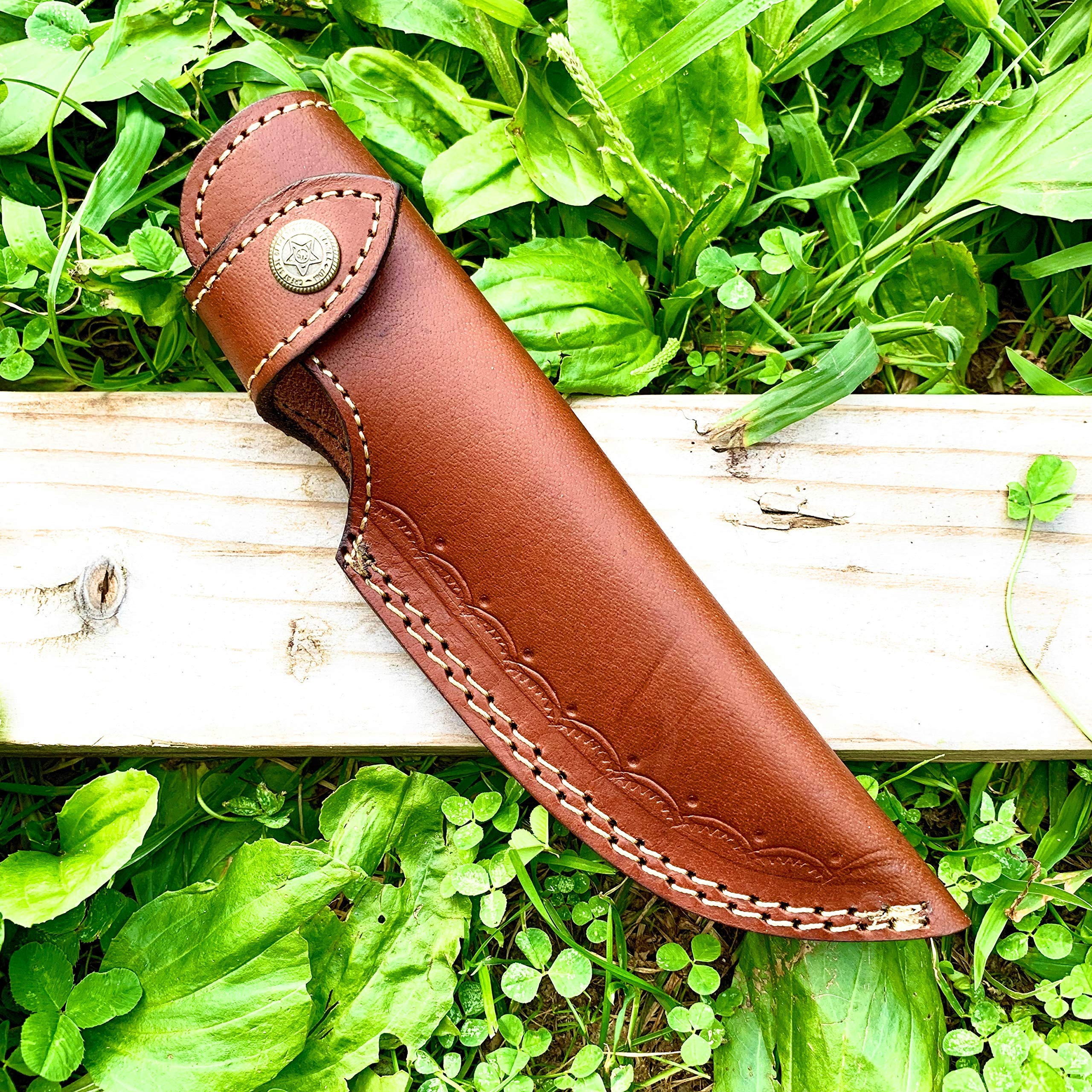 9" long custom handmade leather sheath fits up to 5"—6" cutting blade knife