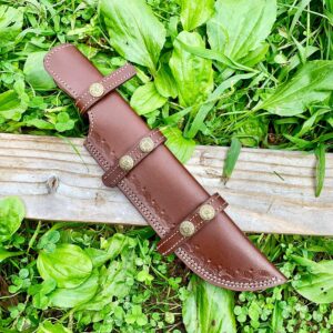 13" long custom handmade leather sheath fits up to 8"—8.5" cutting blade knife