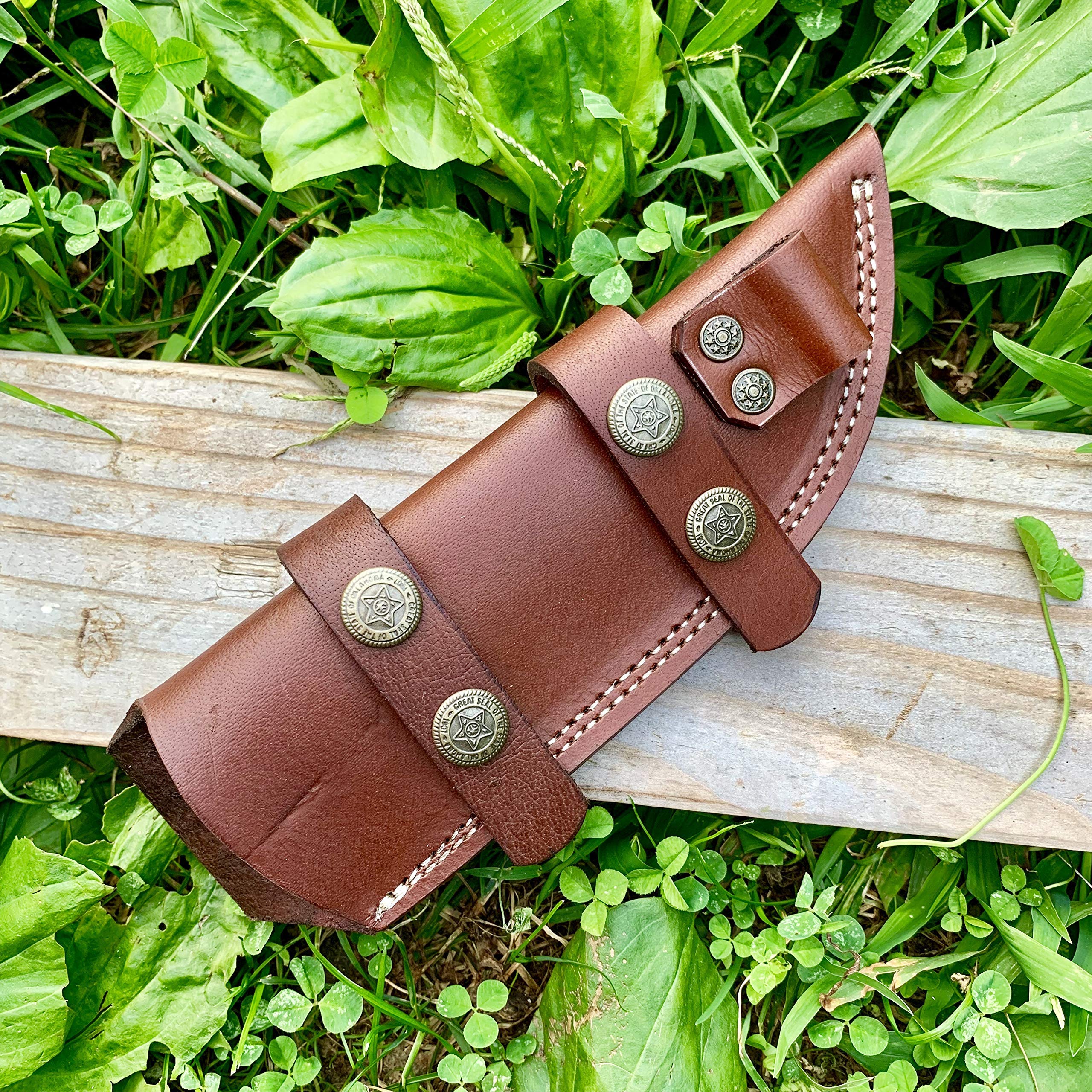 8.5" long custom handmade leather sheath for fixed blade knife