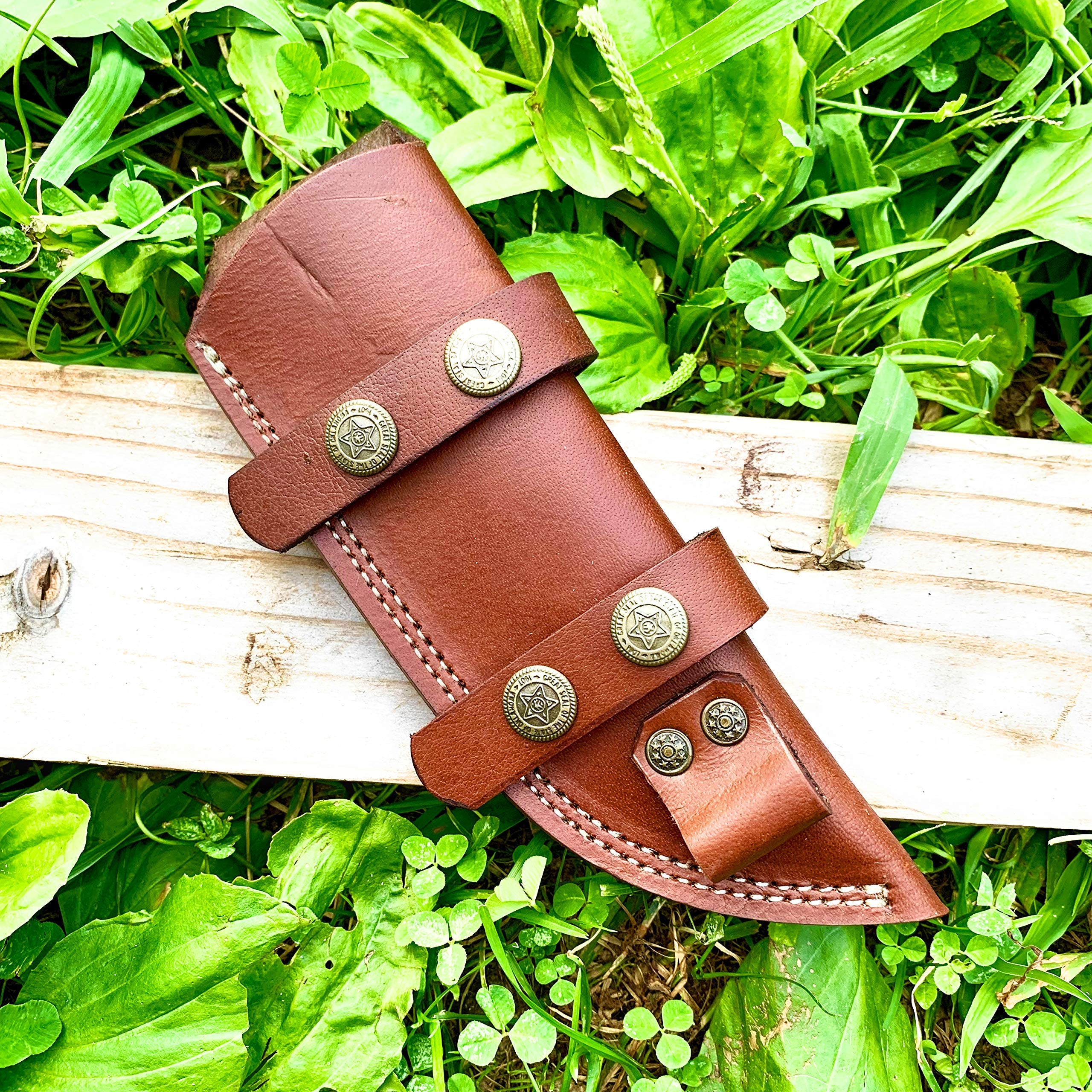 8.5" long custom handmade leather sheath for fixed blade knife