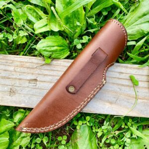 9" long custom handmade leather sheath fits up to 5"—6" cutting blade knife