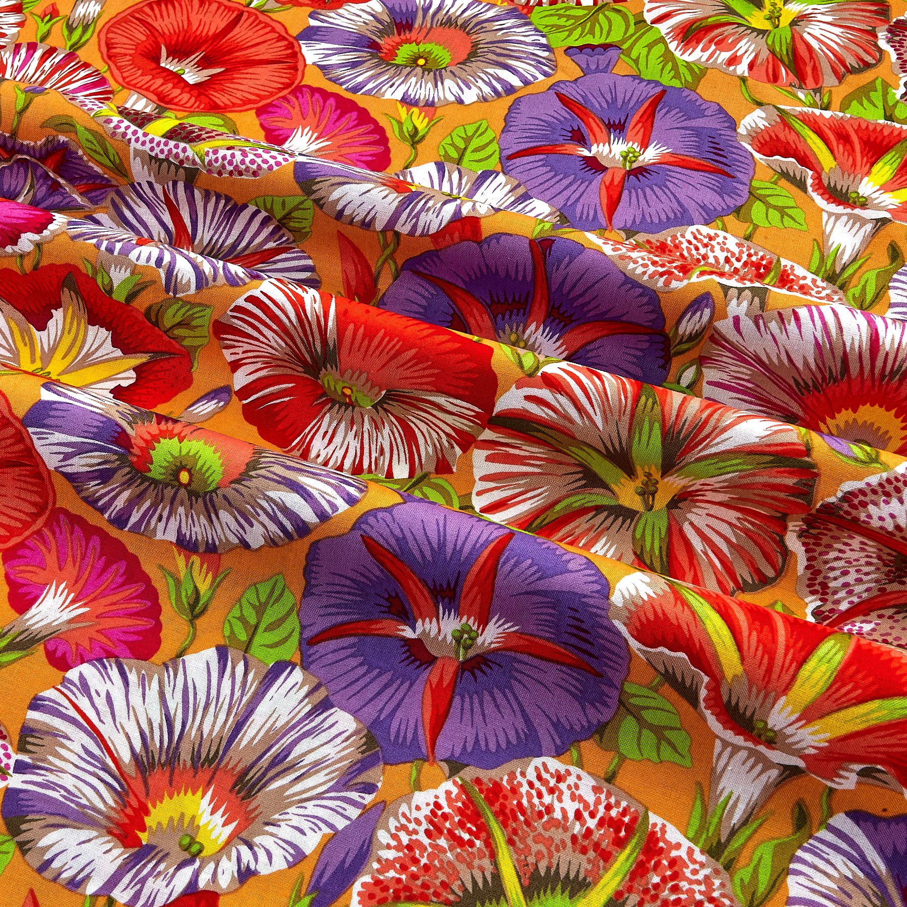 Kaffe Fassett Collective for FreeSpirit Variegated Morning Glory Orange, Fabric by the Yard