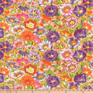 kaffe fassett collective for freespirit variegated morning glory orange, fabric by the yard