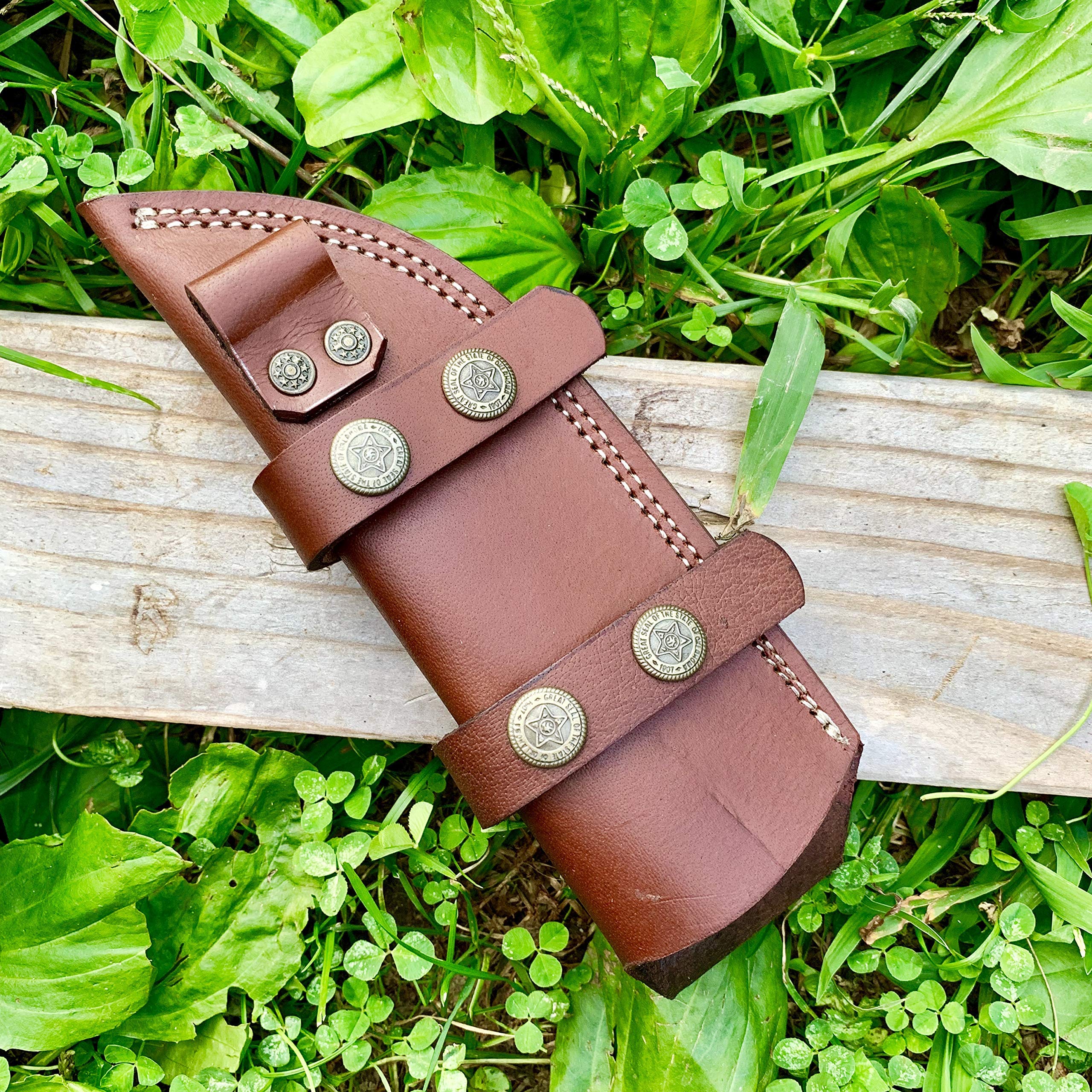 8.5" long custom handmade leather sheath for fixed blade knife