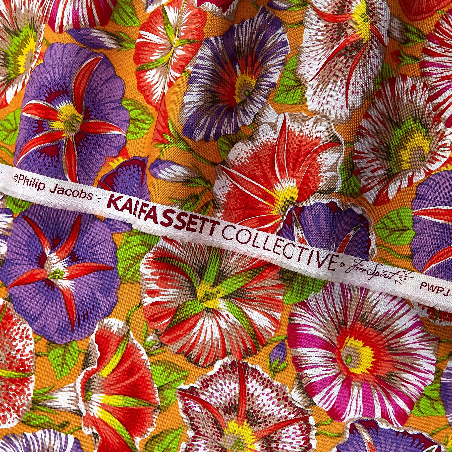 Kaffe Fassett Collective for FreeSpirit Variegated Morning Glory Orange, Fabric by the Yard