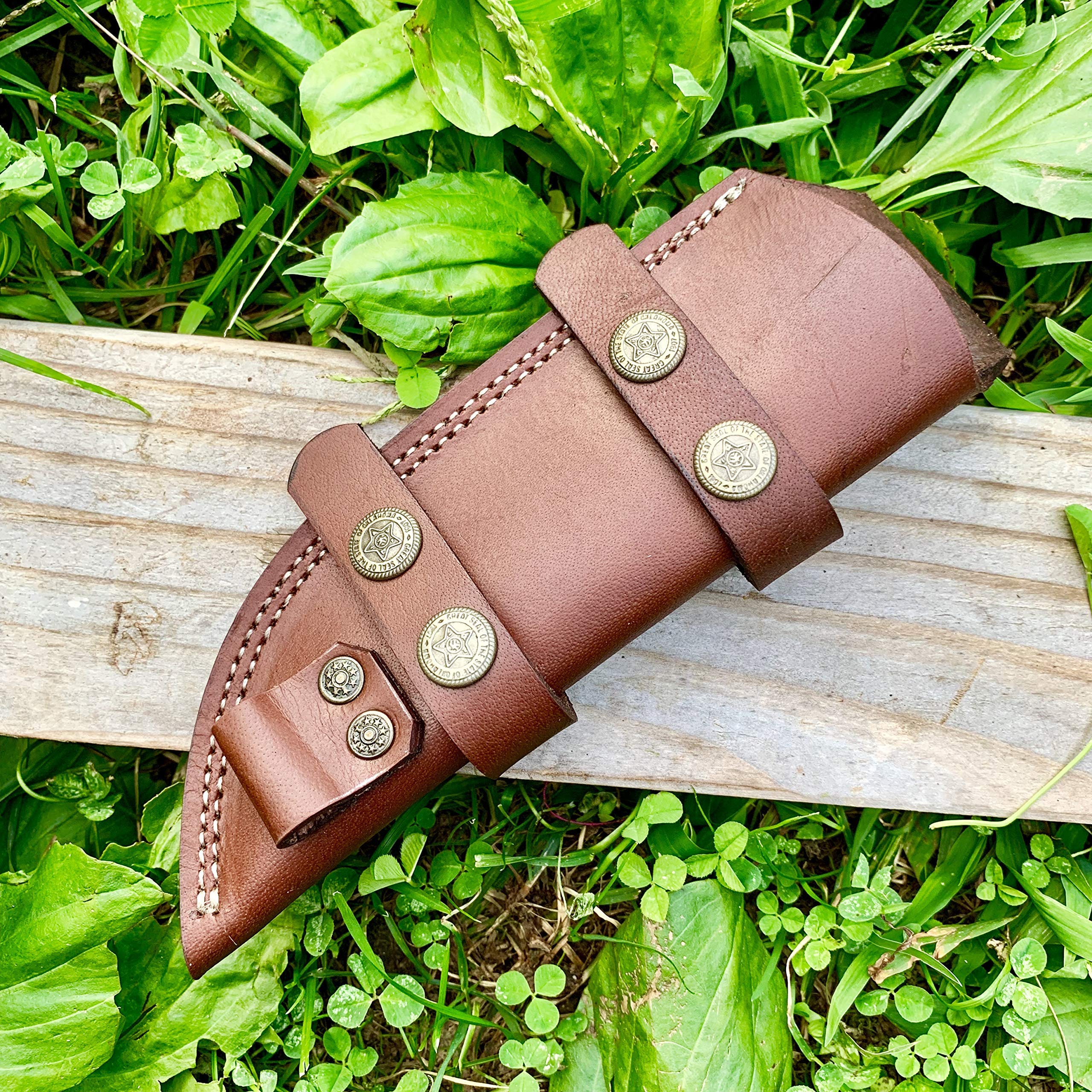 8.5" long custom handmade leather sheath for fixed blade knife