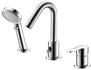 crea roman tub faucet, tub faucet chrome bathtub bath faucet set 3-hole with hand shower tub spout diverter deck-mount pull out bathroom tub faucet