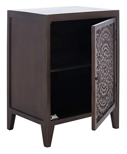 Safavieh Home Thea Brown 1-door Carved Mandala Nightstand