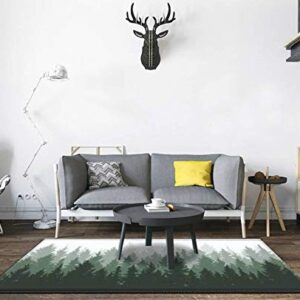 Home Area Runner Rug Pad Forest, Nature, Landscape Evergreen coniferous Trees Pine, Spruce, Thickened Non Slip Mats Doormat Entry Rug Floor Carpet for Living Room Indoor Outdoor Throw Rugs