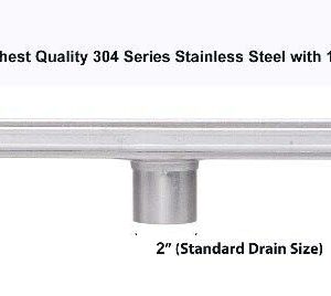 KABCO 40 Inch T304 Stainless Steel Linear Shower Drain with Grate, 2-inch Leveling Feet and Hair Strainer, Brushed Finished Rectangular Floor Drain for Kitchen, Bathroom, Garage and Basement