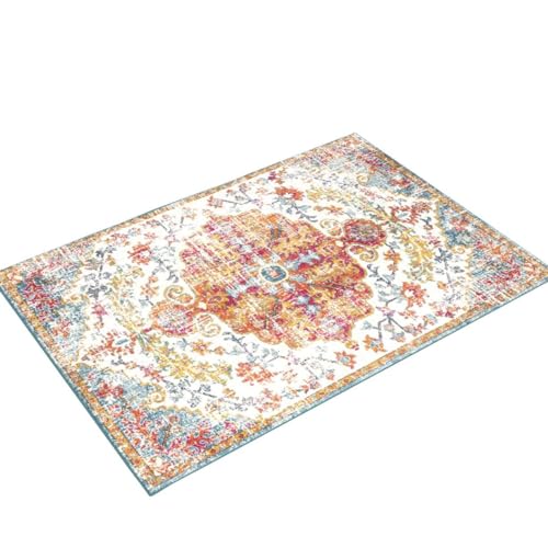 Livabliss Odelia Vintage Bohemian Area Rug,3'11" x 5'7",Orange/Aqua