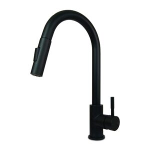 kabco k-k477bk kitchen faucet stainless steel pull down 2-function spray faucet height 16-1/2" spout height 8-1/2" spout reach 9" matte black