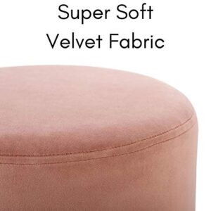 BIRDROCK HOME Round Ottoman Foot Stool – Soft Padded Modern Design – Ideal for Living Room, Bedroom – Compact Footrest, Vanity Chair, Small Furniture – Foam Seating, Decorative Accent (Dusty Rose)