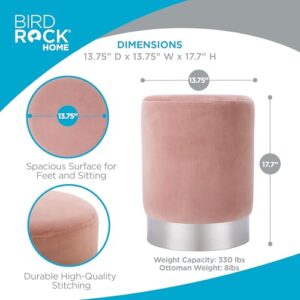 BIRDROCK HOME Round Ottoman Foot Stool – Soft Padded Modern Design – Ideal for Living Room, Bedroom – Compact Footrest, Vanity Chair, Small Furniture – Foam Seating, Decorative Accent (Dusty Rose)