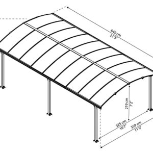 Palram - Canopia Arcadia 12 x 21 x 6.5 Carport, Heavy Duty Metal Car Port, Weather-Protected Aluminum Frame, Polycarbonate RV & Car Storage, UV Protected, DIY Truck Garage Kit, 10-Year Warranty, Gray