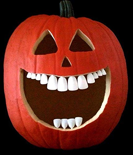 Halloween Pumpkin Carving Kit - Pumpkin Teeth for your Jack O' Lantern (White - 18 Fang, 18 Shark, 18 Buck)