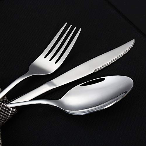 OBTIAN Personalized Cutlery Set personal tableware including Spoon/Knife/Fork, Mirror Polished Flatware Set - Free Engrave Custom Name Date Letters on your Dinnerware(2 Sets)