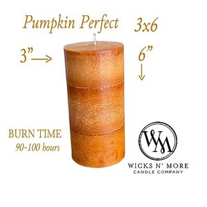 Wicks N More Pumpkin Perfect 3x6 Scented Pillar Candle