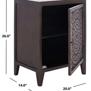 Safavieh Home Thea Brown 1-door Carved Mandala Nightstand