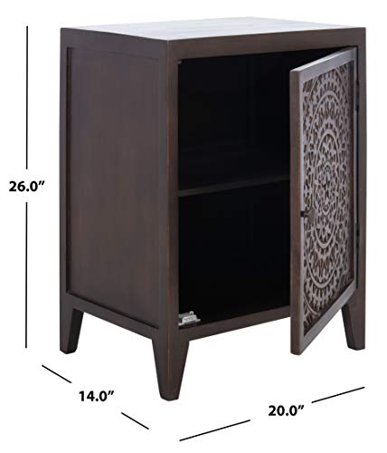 Safavieh Home Thea Brown 1-door Carved Mandala Nightstand