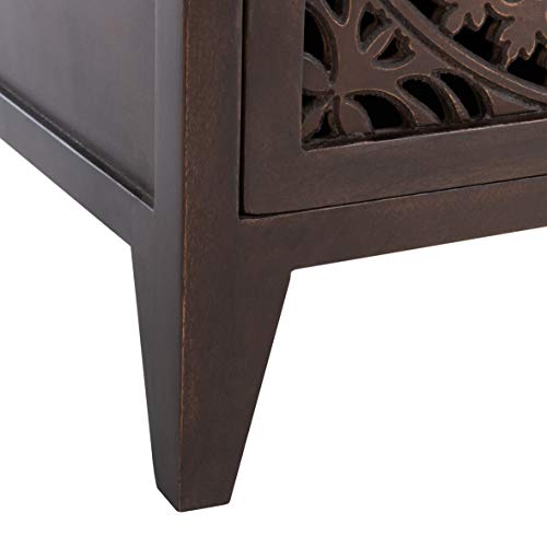 Safavieh Home Thea Brown 1-door Carved Mandala Nightstand