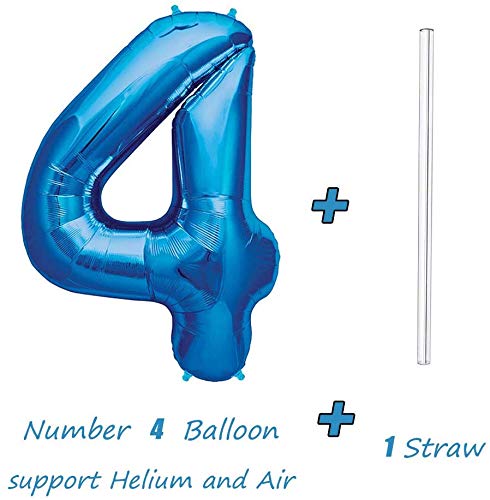 Tellpet Number 4 Balloon, Blue, 40 Inch