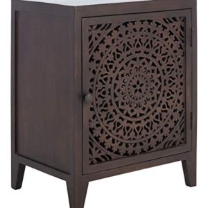 Safavieh Home Thea Brown 1-door Carved Mandala Nightstand