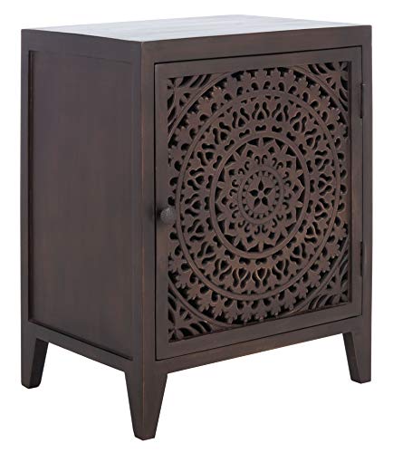 Safavieh Home Thea Brown 1-door Carved Mandala Nightstand