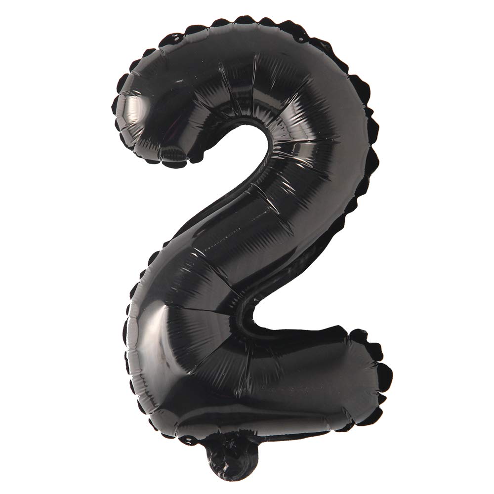 16" inch Single Black Alphabet Letter number Balloons Aluminum Hanging Foil Film Balloon Wedding Birthday party decoration banner Air Mylar Balloons (16 inch Black 2)