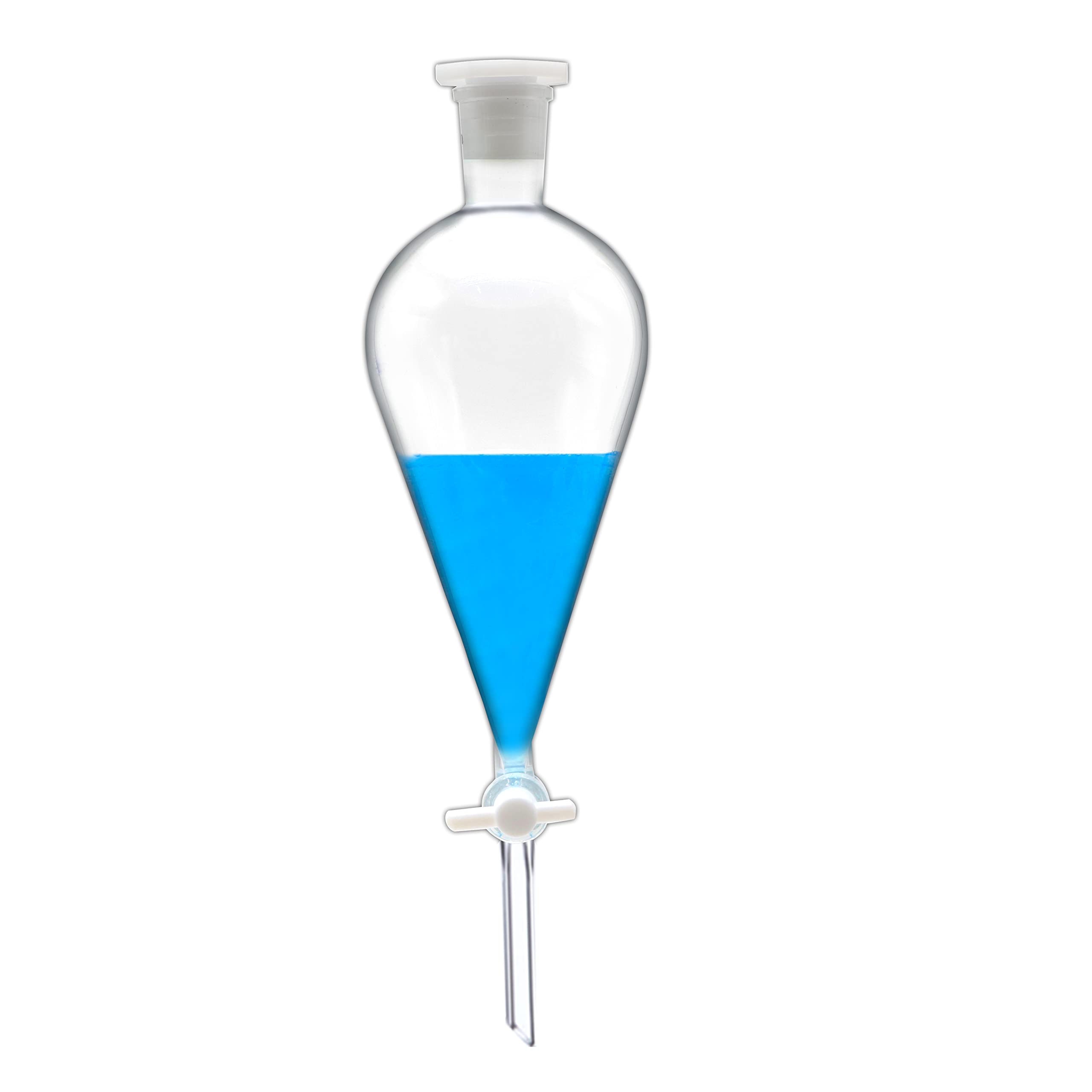 Borosilicate Glass 1000ML Separating Funnel Heavy Wall Conical Separatory Funnel with 24/40 Joints and PTFE Stopcock Lab,Food,pear - 1L