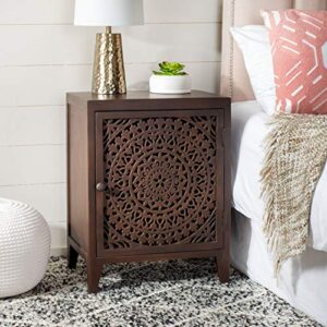 safavieh home thea brown 1-door carved mandala nightstand