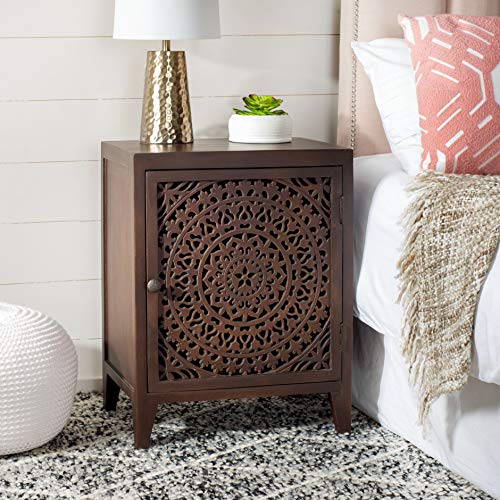 Safavieh Home Thea Brown 1-door Carved Mandala Nightstand