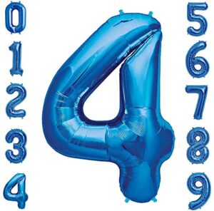 tellpet number 4 balloon, blue, 40 inch