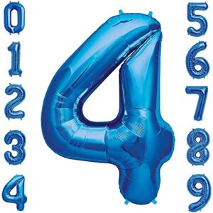 Tellpet Number 4 Balloon, Blue, 40 Inch