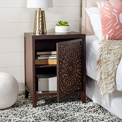 Safavieh Home Thea Brown 1-door Carved Mandala Nightstand