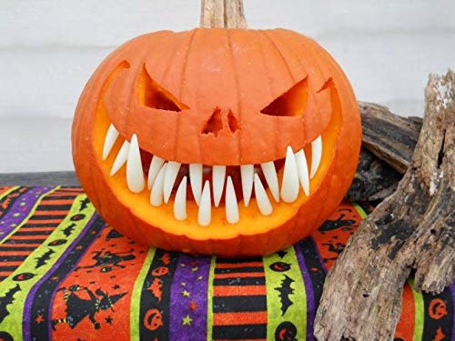 Halloween Pumpkin Carving Kit - Pumpkin Teeth for your Jack O' Lantern (White - 18 Fang, 18 Shark, 18 Buck)