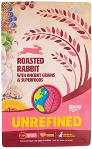 unrefined roasted rabbit with ancient grains & superfoods dry dog & puppy food, 4 lb.