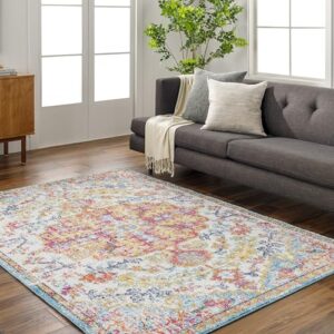 livabliss odelia vintage bohemian area rug,3'11" x 5'7",orange/aqua