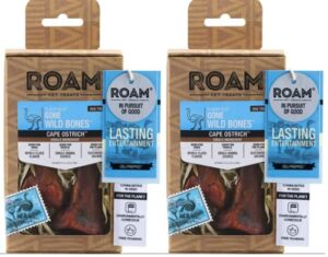 roam pet treats 4 pack of gone wild bones, small, cape ostrich