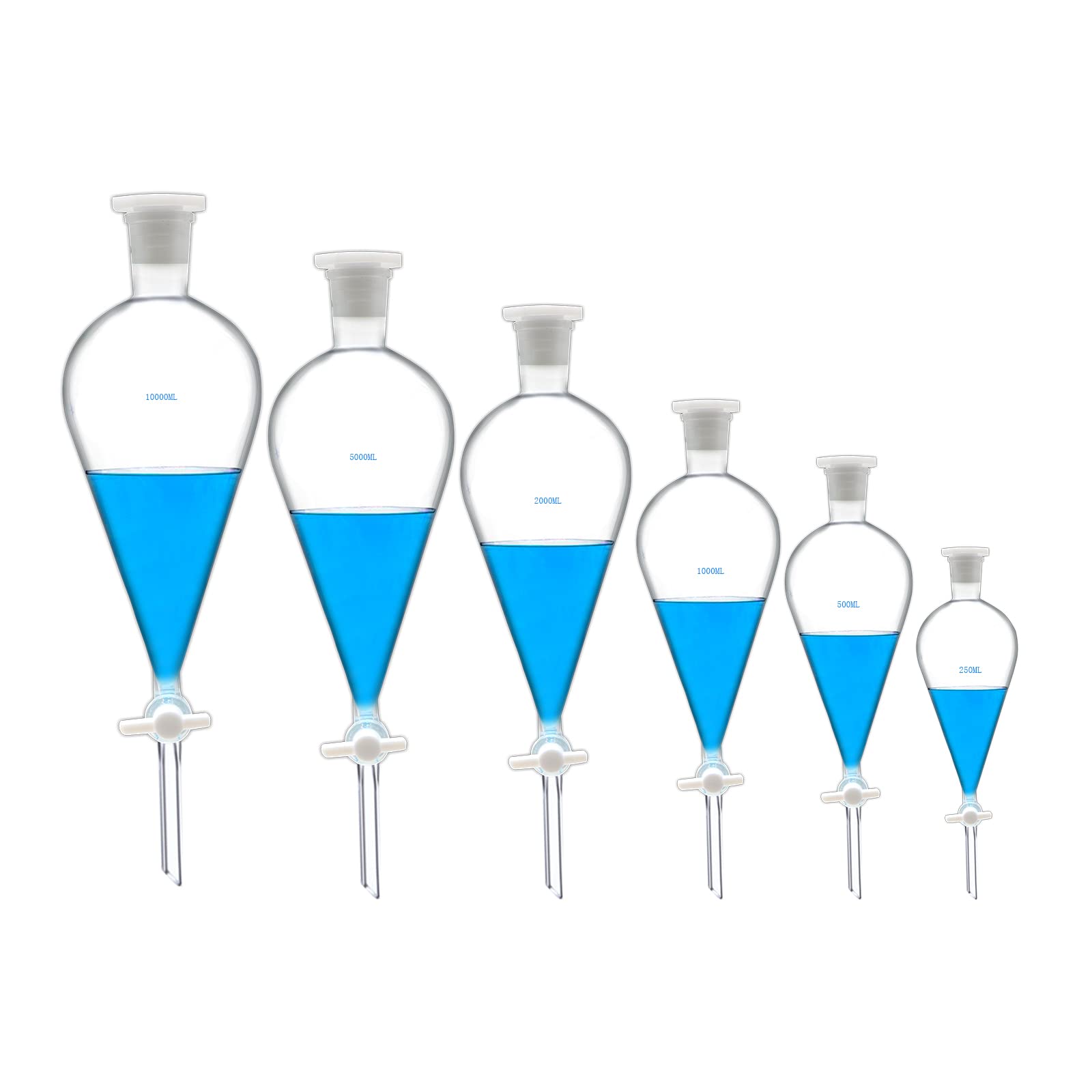 Borosilicate Glass 1000ML Separating Funnel Heavy Wall Conical Separatory Funnel with 24/40 Joints and PTFE Stopcock Lab,Food,pear - 1L