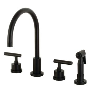 kingston brass ks8720cmlbs manhattan widespread kitchen faucet, matte black